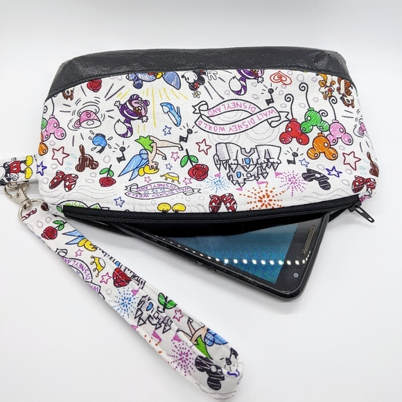 Disney | Bags | Disney World 5th Anniversary Cosmetic Wristlet Handmade ...